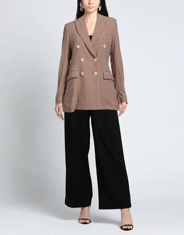 CIRCOLO 1901 Houndstooth Double-breasted Blazer - Brown