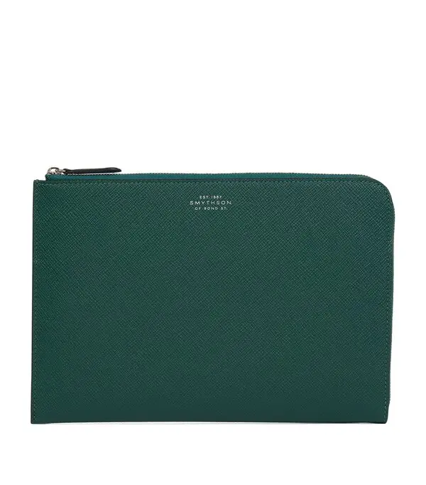Smythson Panama Leather Slim Pouch - Green