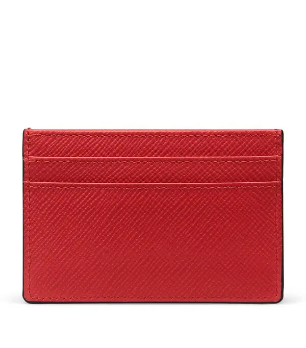 Smythson Panama Leather Card Holder - Red