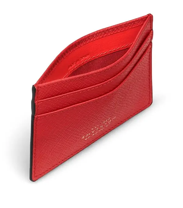 Smythson Panama Leather Card Holder - Red