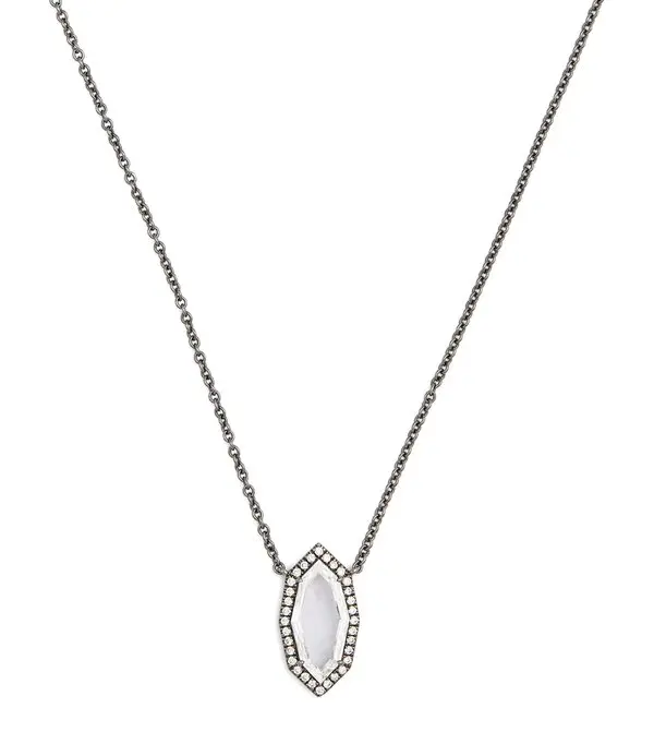 Eva Fehren Black Gold And Diamond Prism Necklace - White