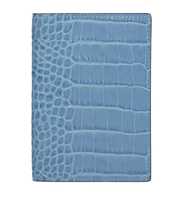 Smythson Leather Mara Passport Cover - Blue