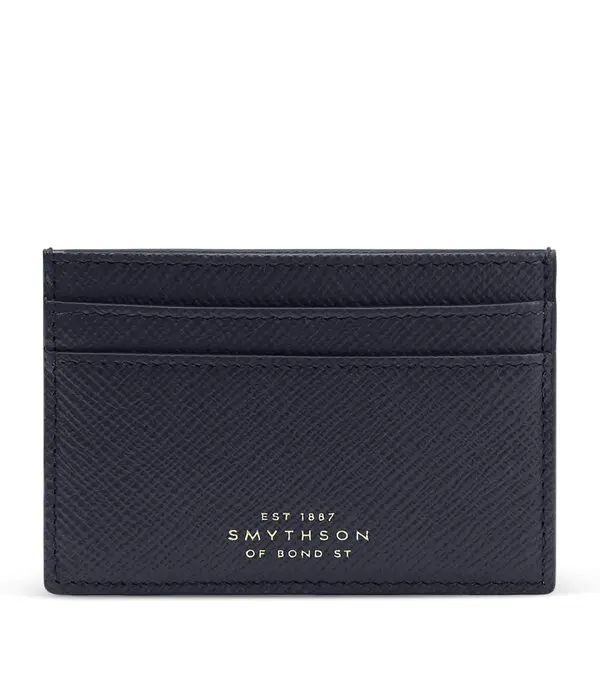 Smythson Panama Leather Card Holder - Blue
