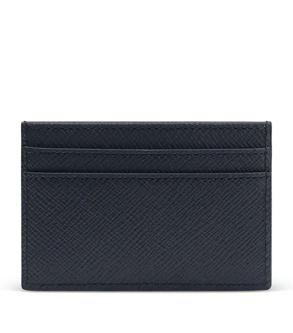 Smythson Panama Leather Card Holder - Blue