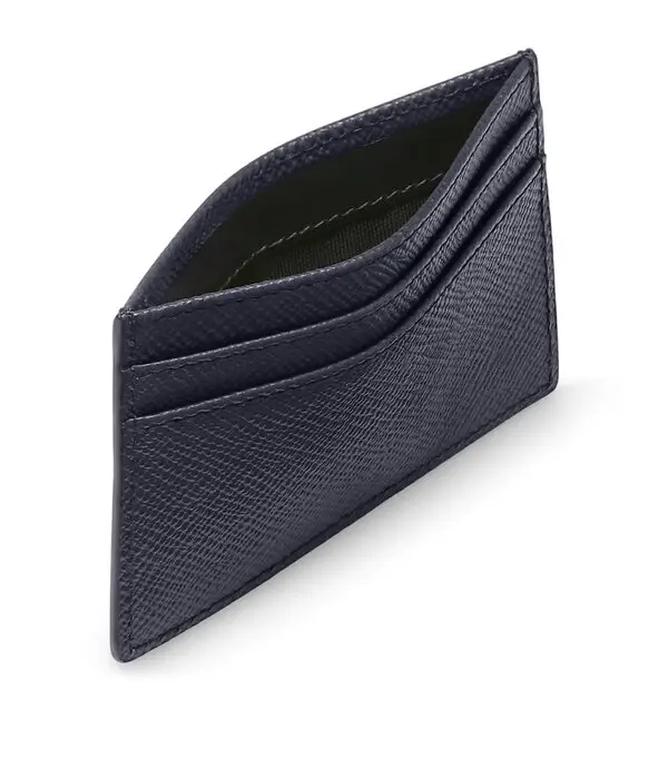 Smythson Panama Leather Card Holder - Blue