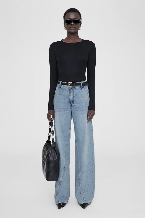 ANINE BING Jane Long Sleeve Top - Black
