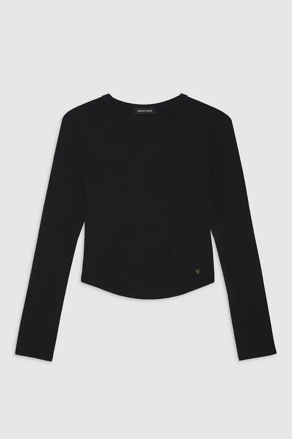 ANINE BING Ribbed Long Sleeve Top With Shirttail Hem