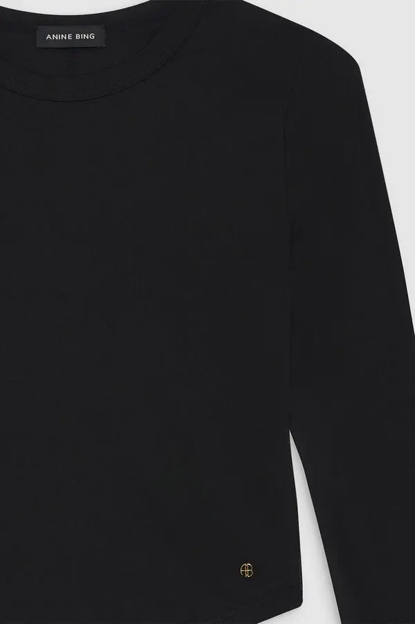 ANINE BING Ribbed Long Sleeve Top With Shirttail Hem