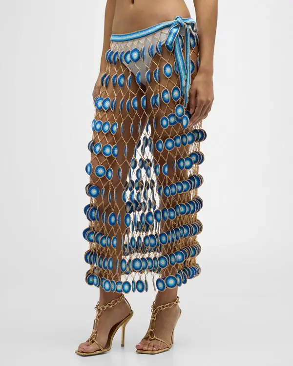 evil eye crochet dress Leslie Amon Dream Evil Eye Crochet Dress - White And Blue