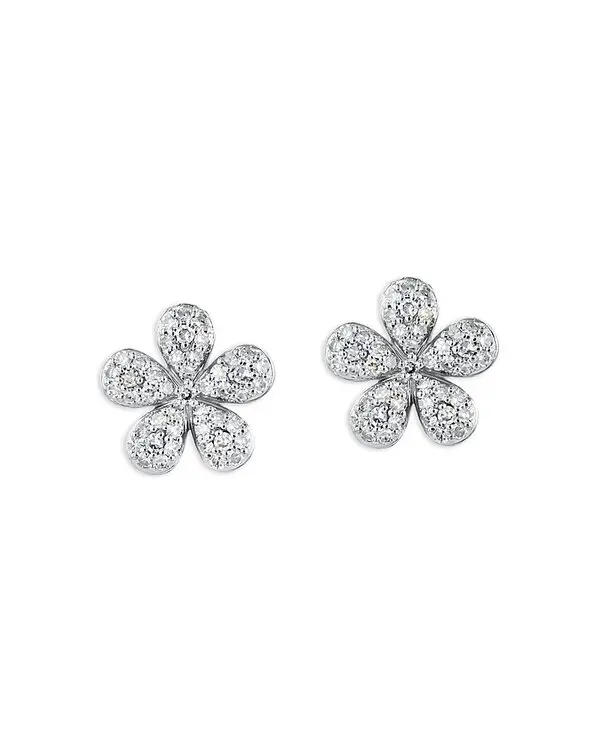 Phillips House 14k Yellow Gold Diamond Forget Me Not Stud Earrings - White
