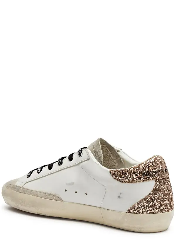 GOLDEN GOOSE Super-star Glittered Leather Sneakers