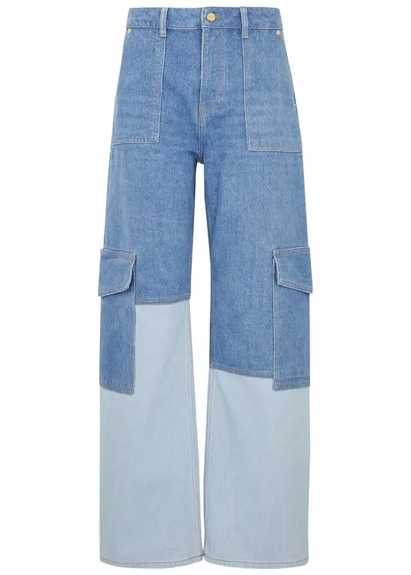 GANNI Angi Panelled Wide-leg Jeans