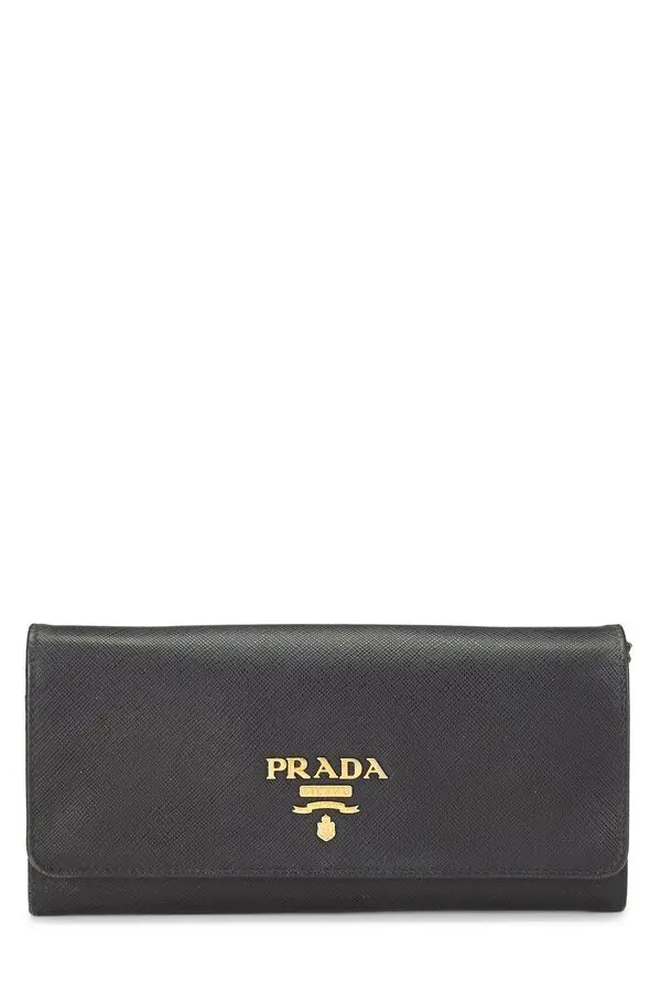 Prada Saffiano Leather Wallet On Chain - Black