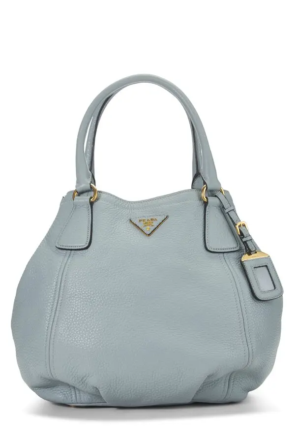 Prada Vitello Daino Sacca 2 Manici Shoulder Bag - Blue