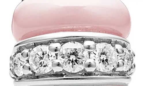 Lagos Pink Caviar Diamond Hoop Earrings - Silver