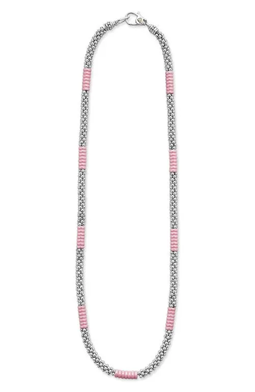 Lagos Caviar Ceramic Station Necklace - Pink