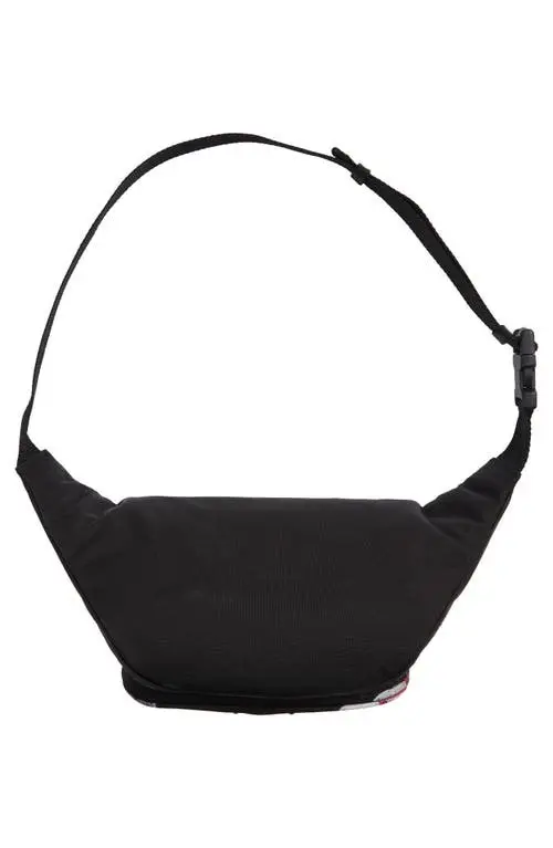 Balenciaga Explorer Canvas Belt Bag With Graffiti Logo In Black