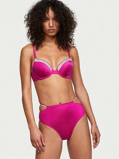 Victoria's Secret Shine Trim Push-up Bikini Top - Pink