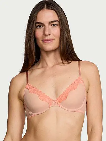 Victoria's Secret Tease Lace-trim Unlined Demi Bra - Beige