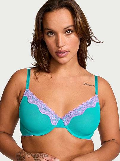Victoria's Secret Tease Lace-trim Unlined Demi Bra - Blue