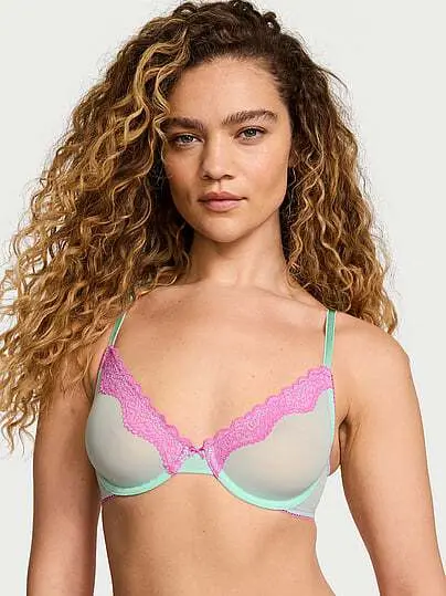 Victoria's Secret Tease Lace Unlined Demi Bra - Green