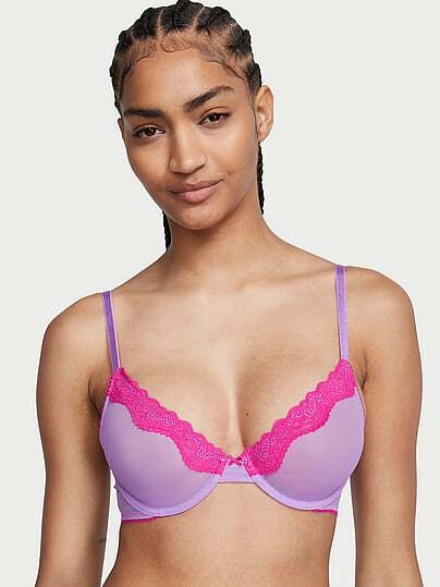 Victoria's Secret Tease Lace-trim Unlined Demi Bra - Purple
