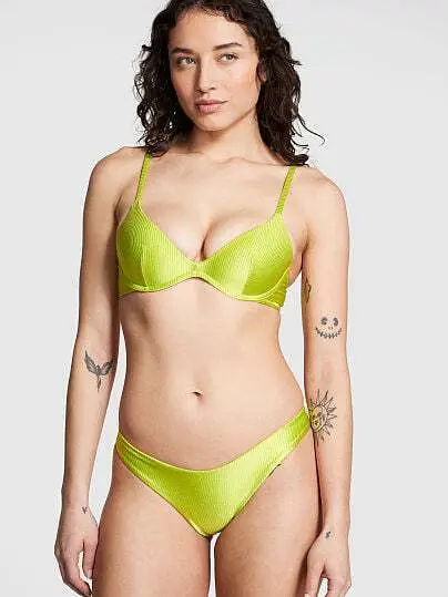 Pink Scoop Push-up Underwire Bikini Top - Green