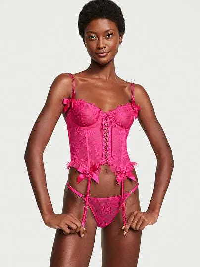 Victoria's Secret Very Sexy Vs Archives Rose Lace Cropped Corset Set