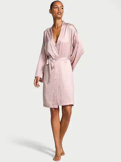 Victoria's Secret Signature Satin Midi Robe - Beige