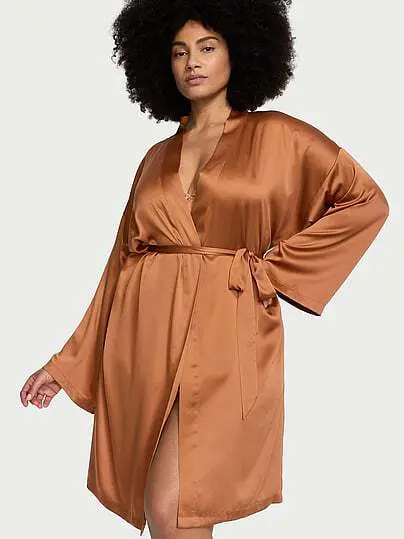 Victoria's Secret Signature Satin Midi Robe - Brown