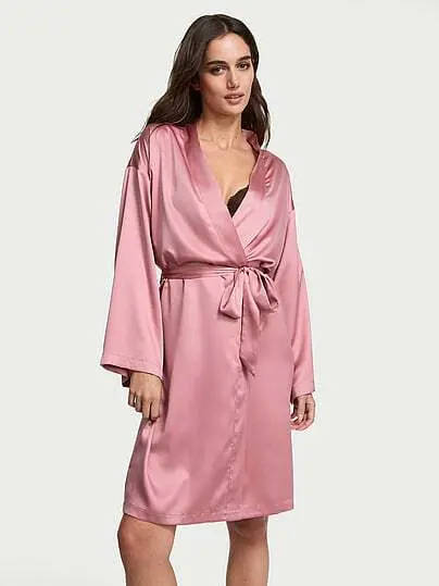 Victoria's Secret Signature Satin Midi Robe - Pink