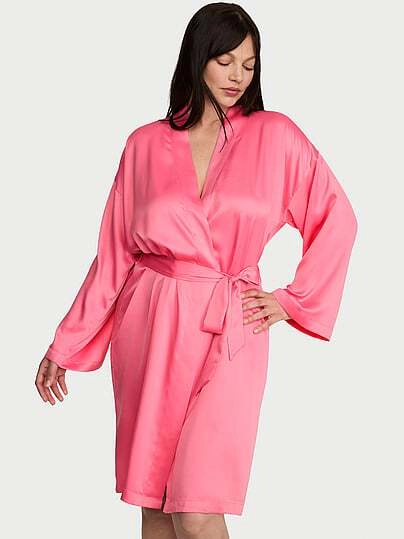 Victoria's Secret Signature Satin Midi Robe - Pink