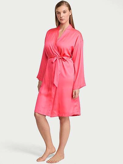 Victoria's Secret Signature Satin Midi Robe - Pink