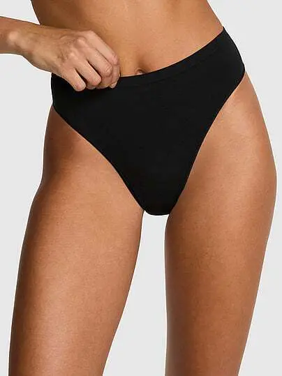 Pink Seamless Brazilian Panty - Black