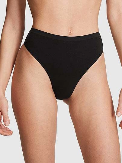 Pink Seamless Brazilian Panty - Black
