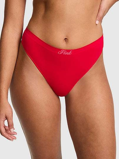 Pink Seamless Brazilian Panty - Red