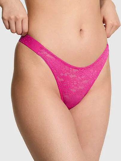 Pink Bling Lacie Logo Scoop Thong - Pink