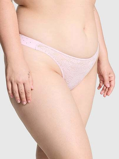 Pink Bling Lacie Logo Scoop Thong - Pink