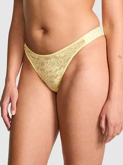 Pink Logo Thong Panty - Yellow
