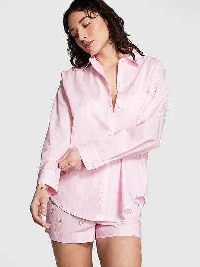 Pink Coastal Cutie Oversized Button-down Sleepshirt