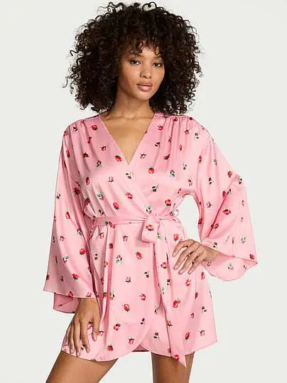 Victoria's Secret Satin Short Robe - Floral