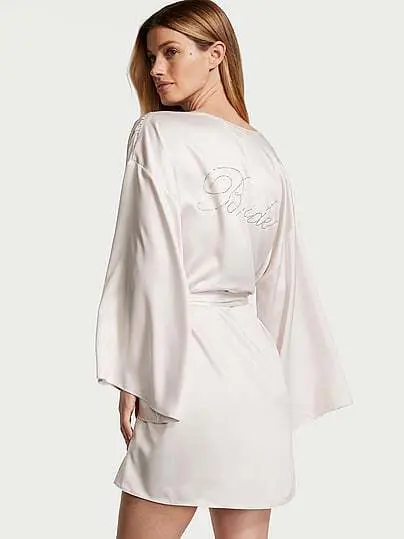 Victoria's Secret Bride Embellished Satin Short Robe - Print
