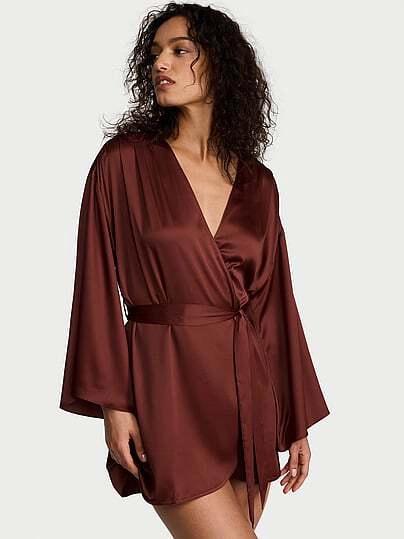 Victoria's Secret Satin Short Robe - Print