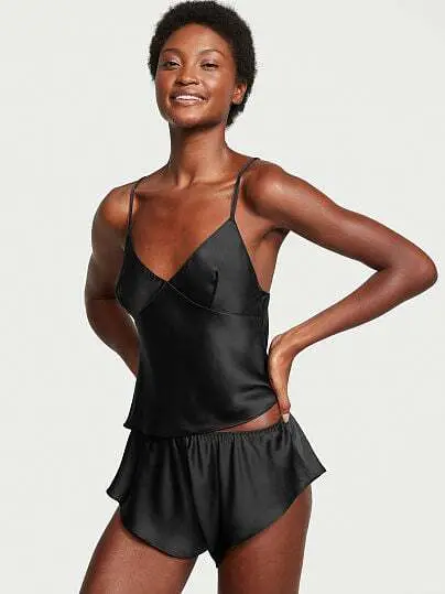 Victoria's Secret Satin Cami & Shorts Set - Black