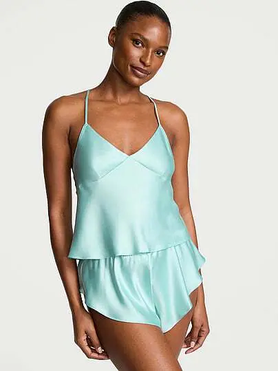 Victoria's Secret Satin Cami & Shorts Set - Blue