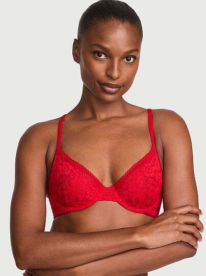 Victoria's Secret Body Victoria Invisible Lift Unlined Smooth Demi Bra - Red