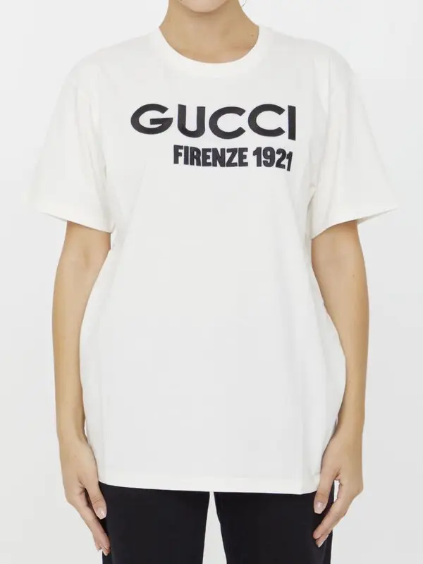 Gucci Cotton T-Shirt With Embroidery In White - 33% Off