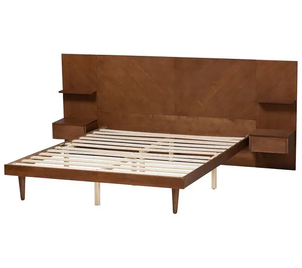 BAXTON STUDIO Graham Ash Walnut Wood Queen Bed