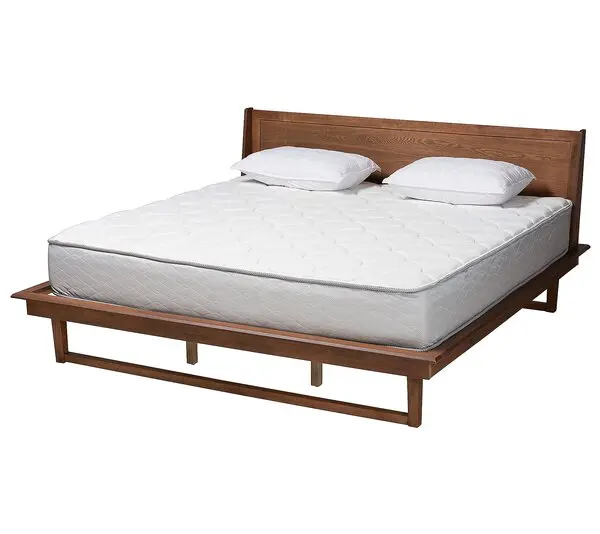 BAXTON STUDIO Macayle Ash Walnut Wood Queen Siz E Platform Bed - One-color