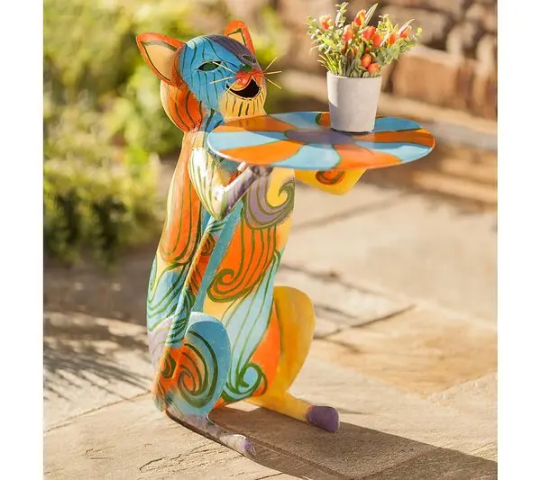 EVERGREEN Colorful Metal Cat Side Table